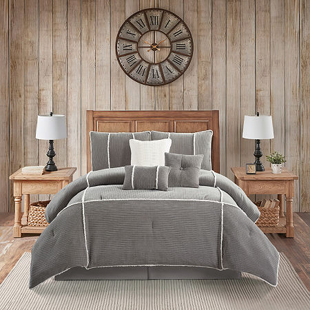 Stratford Park Arvada Solid Cabin Style 7-Pc. Comforter Set  California King - Grey