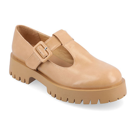 Journee Collection Womens Suvi Treaded Sole Mary Jane Flats - Tan