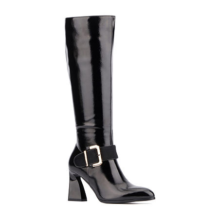 Click here for Womens Abrianna Flared Heel Tall Boot - Black prices
