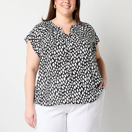 Click here for Liz Claiborne Womens Split Tie Neck Short Sleeve P... prices