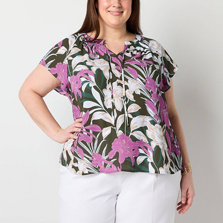 Click here for Liz Claiborne Womens Split Tie Neck Short Sleeve P... prices