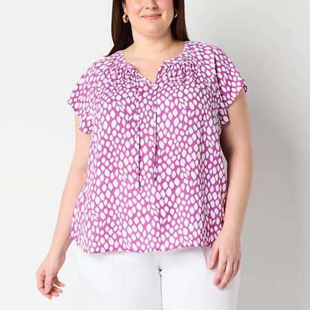 Click here for Liz Claiborne Womens Split Tie Neck Short Sleeve P... prices
