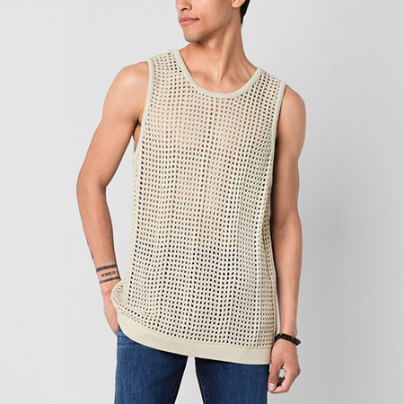 Click here for Arizona Mens Sweater Tank  Large  Beige prices