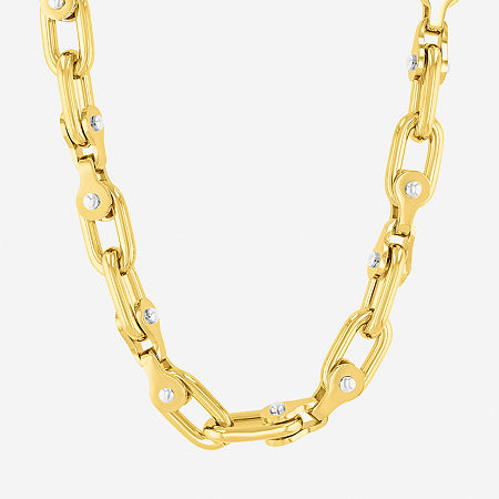 Mens Stainless Steel 22 Inch Chain Necklace  One Size  Yellow