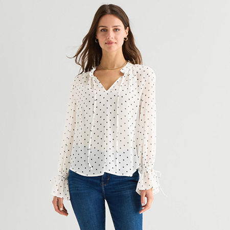 Click here for a.n.a Womens Tall Split Tie Neck Long Sleeve Blous... prices