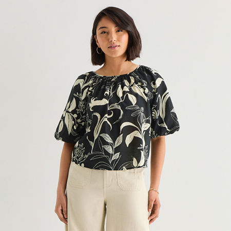 Click here for a.n.a Womens Crew Neck Short Sleeve Blouse  Petite... prices