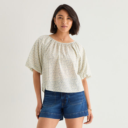 Click here for a.n.a Womens Crew Neck Short Sleeve Blouse  Petite... prices