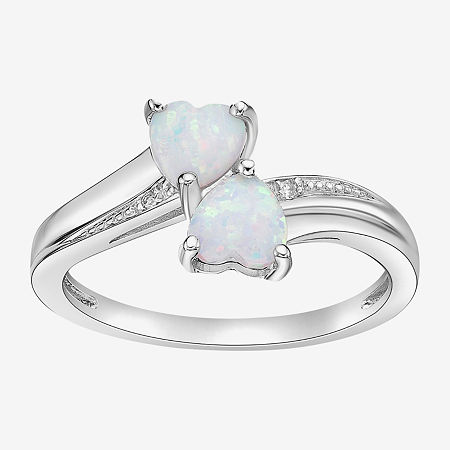Click here for Womens Diamond Accent Lab Created White Opal Sterl... prices