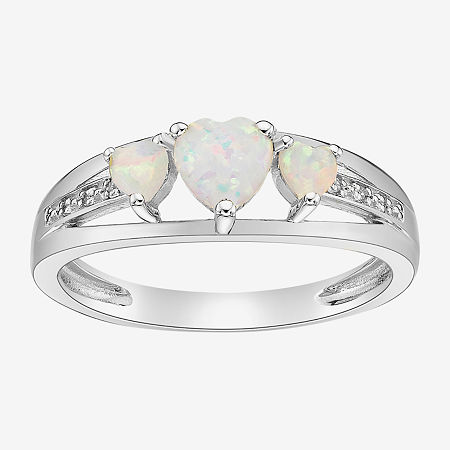 Click here for Womens Diamond Accent Lab Created White Opal Sterl... prices