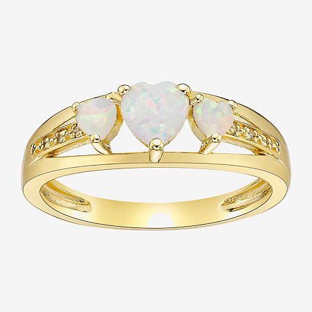 Click here for Womens Diamond Accent Lab Created White Opal 18K G... prices