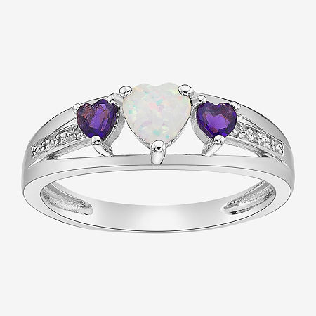 Click here for Womens Diamond Accent Lab Created White Opal Sterl... prices