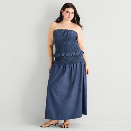 Click here for a.n.a Womens Plus Midi A-Line Skirt  2x  Blue prices