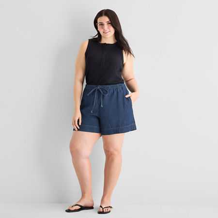 Click here for a.n.a Womens 4 Mid Rise Plus Denim Short  4x  Blue prices