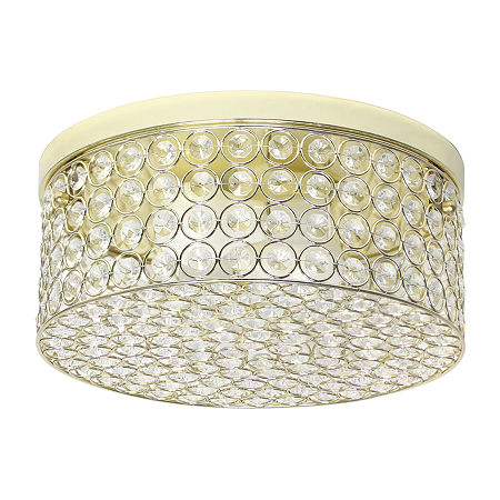 Elegant Designs Elipse Crystal 2 Light Round Ceiling Flush Mount - Gold