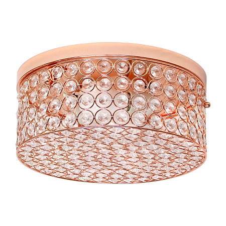 Elegant Designs Elipse Crystal 2 Light Round Ceiling Flush Mount - Copper