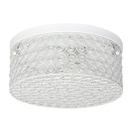Elegant Designs Elipse Crystal 2 Light Round Ceiling Flush Mount - White