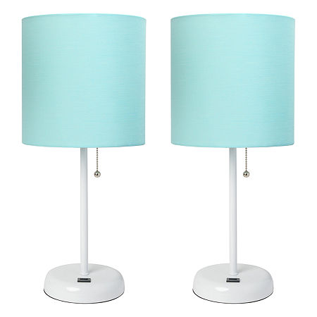 Click here for LimeLights White Stick Lamp w/USB Charge Port/Aqua... prices
