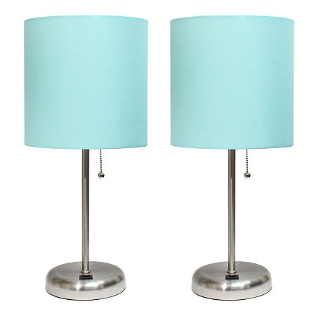 Click here for LimeLights Brushed Steel Lamp w/Charging Port/Aqua... prices