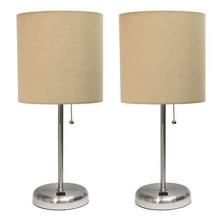 Click here for LimeLights Brushed Steel USB Port Lamp/Tan Fabric... prices