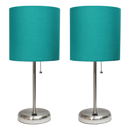 Click here for LimeLights Stick Lamp w/USB Port & Teal Fabric Sha... prices