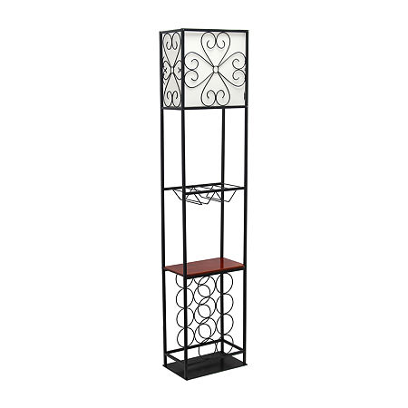 Click here for Metal And Wood Etagere Wine Rack Lamp  One Size  B... prices