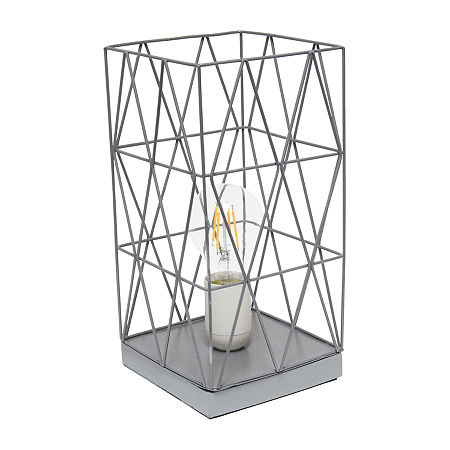 Click here for Simple Designs Geometric Square Metal Table Lamp w... prices