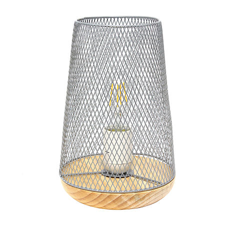 Simple Designs Wired Mesh Uplight Table Lamp - Gray