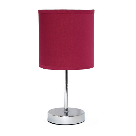 Simple Designs Chrome Mini Basic Table Lamp with Fabric Shade - Cranberry