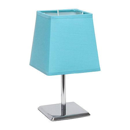 Simple Designs Mini Square Empire Fabric Shade Chrome Table Lamp