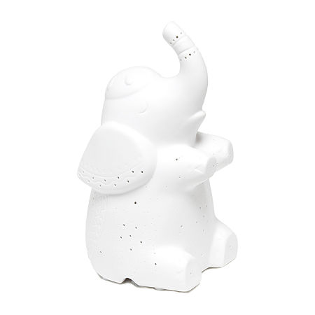 Simple Designs Porcelain Elephant Shaped Table Lamp - White