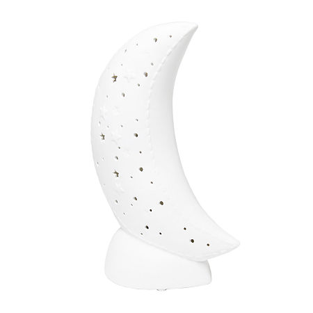Simple Designs Porcelain Moon Shaped Table Lamp - White
