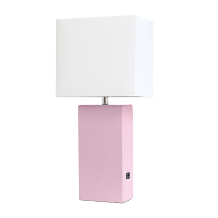 Click here for Modern Leather Table Lamp with USB  One Size  Pink prices