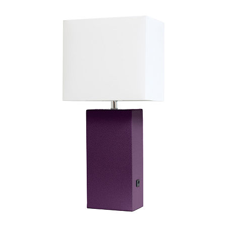 Click here for Modern Leather Table Lamp with USB  One Size  Purp... prices
