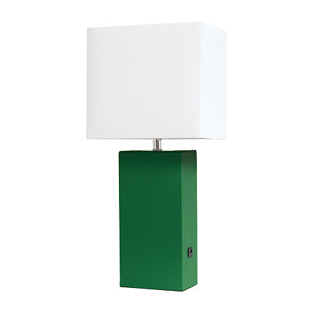 Click here for Modern Leather Table Lamp with USB  One Size  Gree... prices