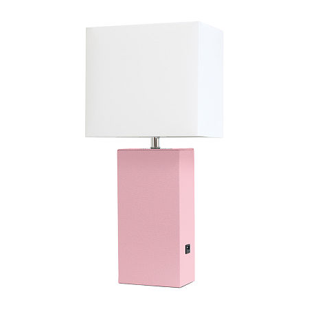 Click here for Modern Leather Table Lamp with USB  One Size  Pink prices
