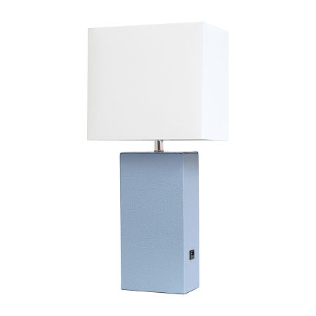 Click here for Modern Leather Table Lamp with USB  One Size  Blue prices