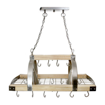 2lt Wooden Potack With Downlight Pendant Light, Color: Wood Br Nickel ...