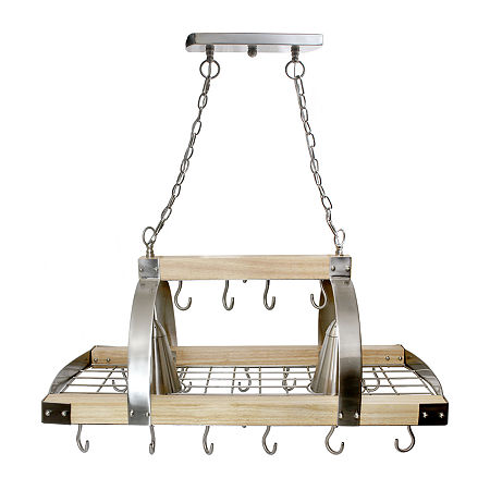 Click here for Elegant Designs 2 Bulb Wood & Nickel Pot Rack w/Do... prices