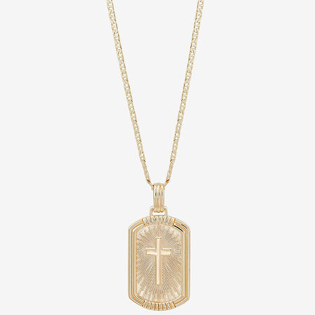 Click here for Mens 14K Gold Over Silver Cross Rectangular 22 Inc... prices