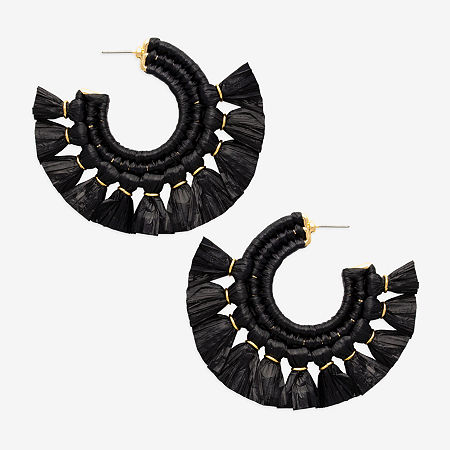 Click here for Bijoux Bar Black Raffia Womens Drop Earrings  One... prices
