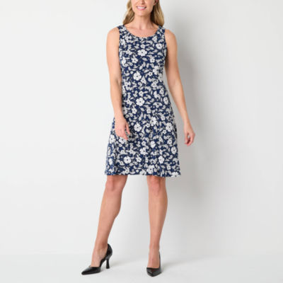 Perceptions Womens Floral Jacket Dress, Color: Navy White - JCPenney