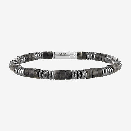 Click here for Bulova Mens Sterling Silver Beaded Bracelet  One S... prices
