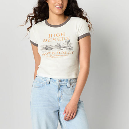 Click here for Arizona Womens Crew Neck Short Sleeve Juniors Grap... prices