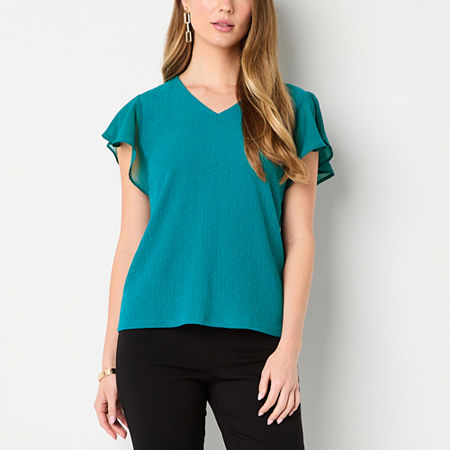 Click here for Liz Claiborne Womens V Neck Short Sleeve Blouse  M... prices