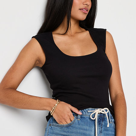 Click here for a.n.a Ribbed Womens U Neck Short Sleeve T-Shirt  P... prices