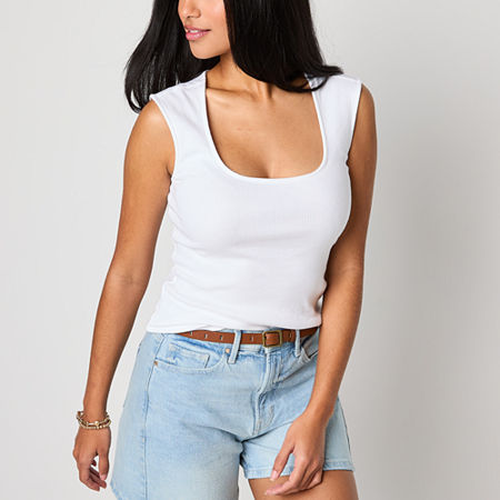 Click here for a.n.a Ribbed Womens U Neck Short Sleeve T-Shirt  X... prices