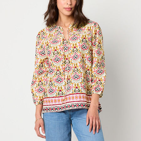 Click here for St. Johns Bay Womens V Neck Long Sleeve Blouse  X-... prices