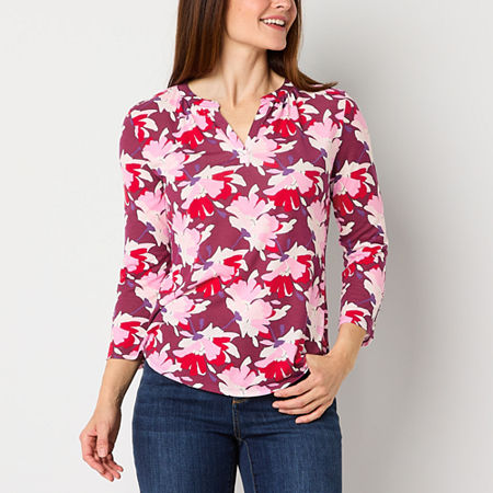 Click here for Liz Claiborne Womens Split Crew Neck 3/4 Sleeve Bl... prices