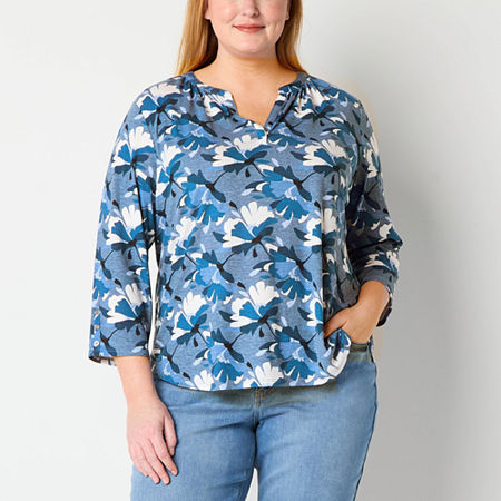 Click here for Liz Claiborne Womens Plus Split Crew Neck 3/4 Slee... prices