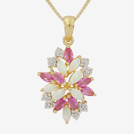Click here for 14K Gold Over Silver Lab-Created Opal & Pink and W... prices